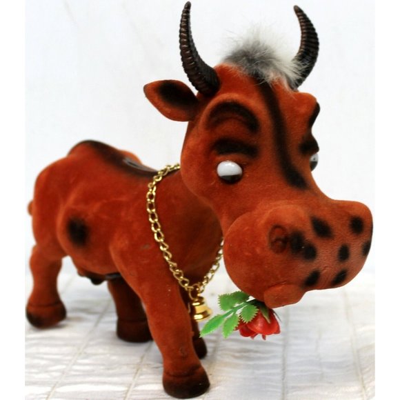 Accents | Vtg 6s 70s Flocked Brown Ferdinand The Bull Bank Made In Hong ...